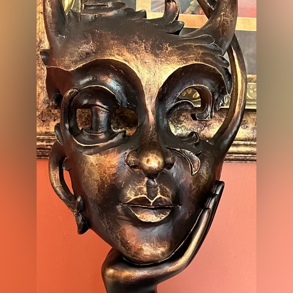 Art | Cold Cast Bronze Women Face Mask Head Sculpture Abstract Lady ...